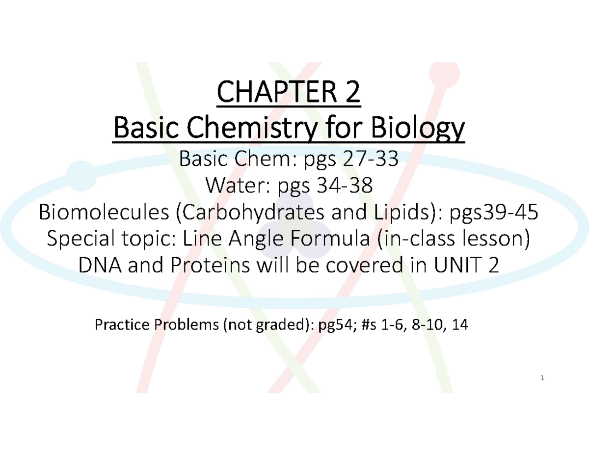 CHAPTER 2: Basic Chemistry for Biology - Studocu