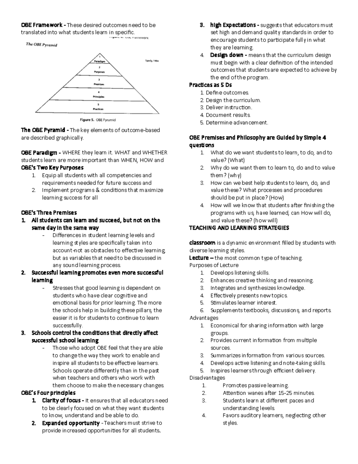 PST- Midterm Notes on Outcome-Based Education (OBE) Framework - Studocu