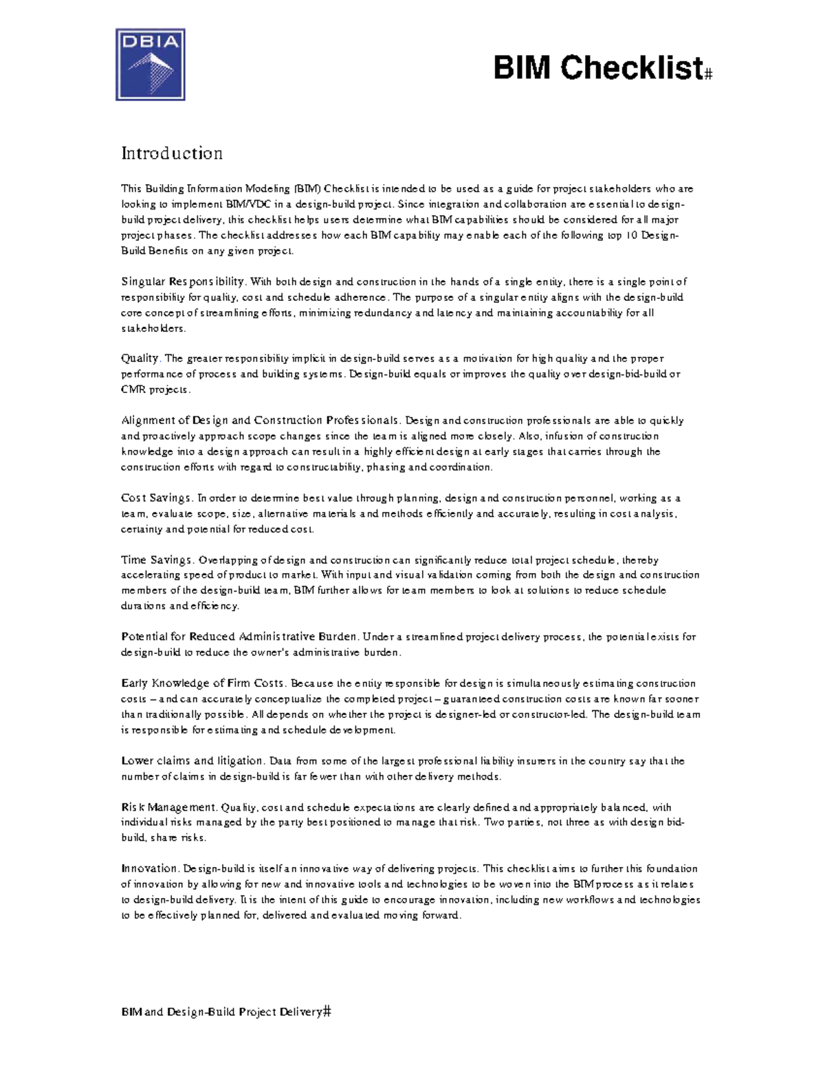BIM Checklist for Project Delivery: Key Capabilities and Benefits - Studocu