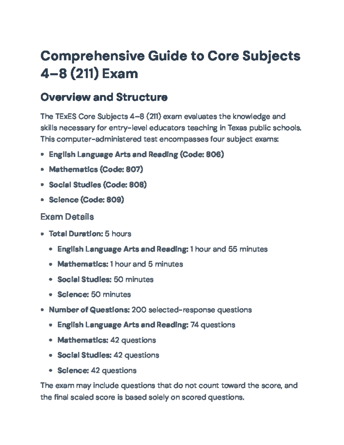 TExES Core Subjects 4–8 (211) Exam: Comprehensive Study Guide ...
