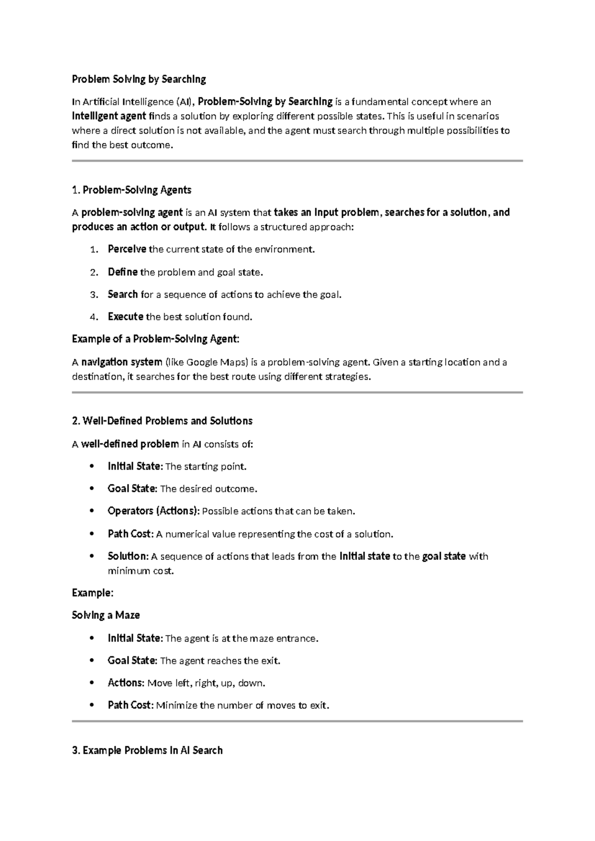 AI 2ND UNIT - 6th Sem BCA Problem Solving & Search Strategies - Studocu