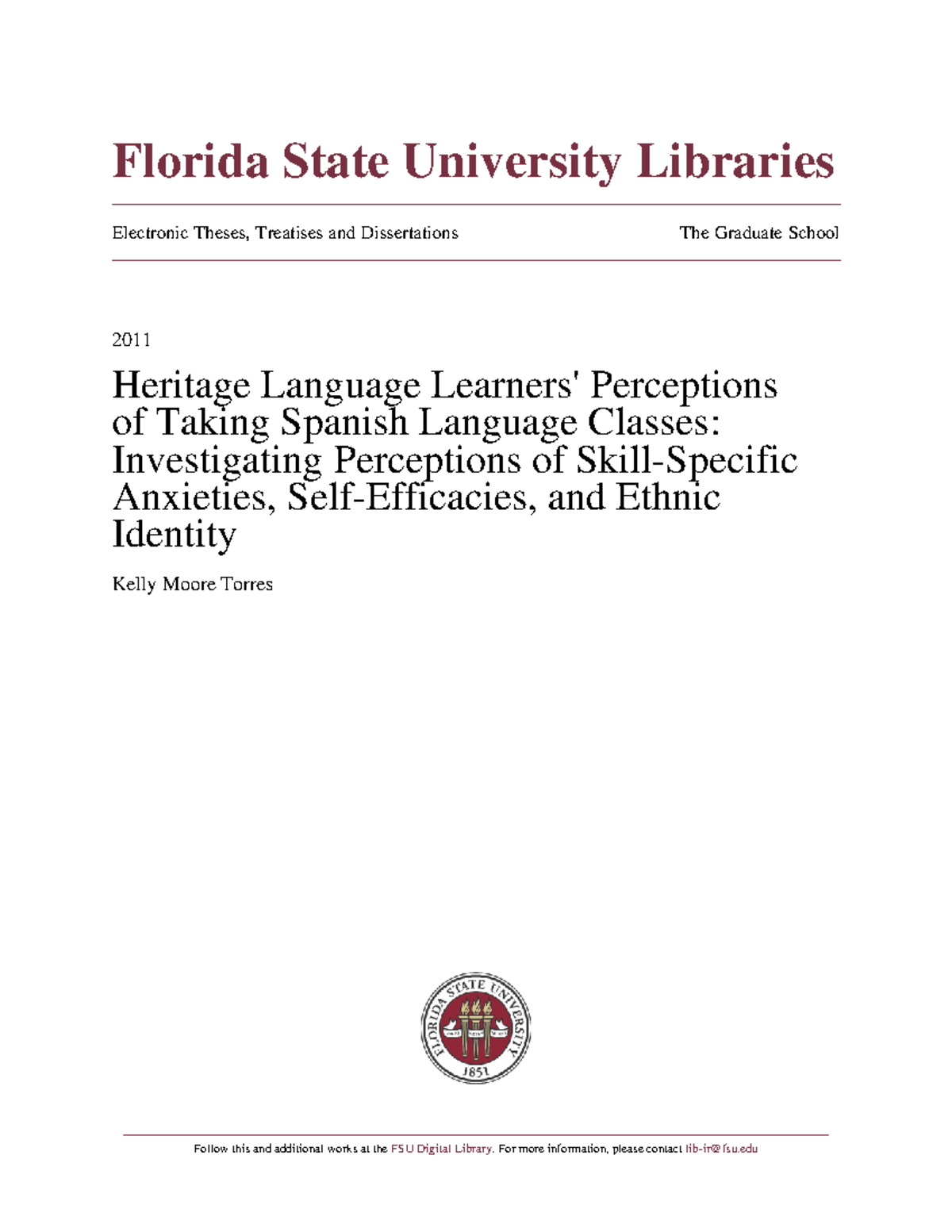 Heritage Language Learners' Perceptions of Spanish Anxiety and Identity ...