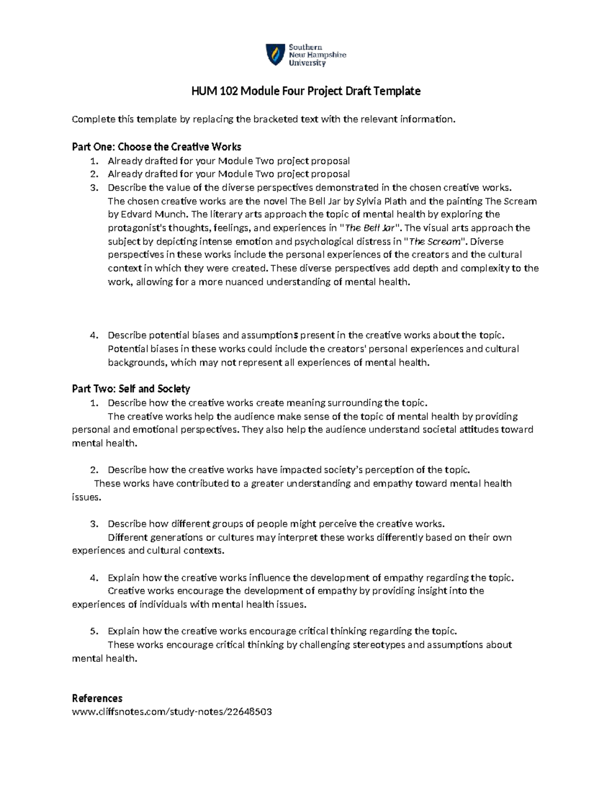 HUM 102 Module Four Project Draft: Exploring Mental Health Perspectives ...