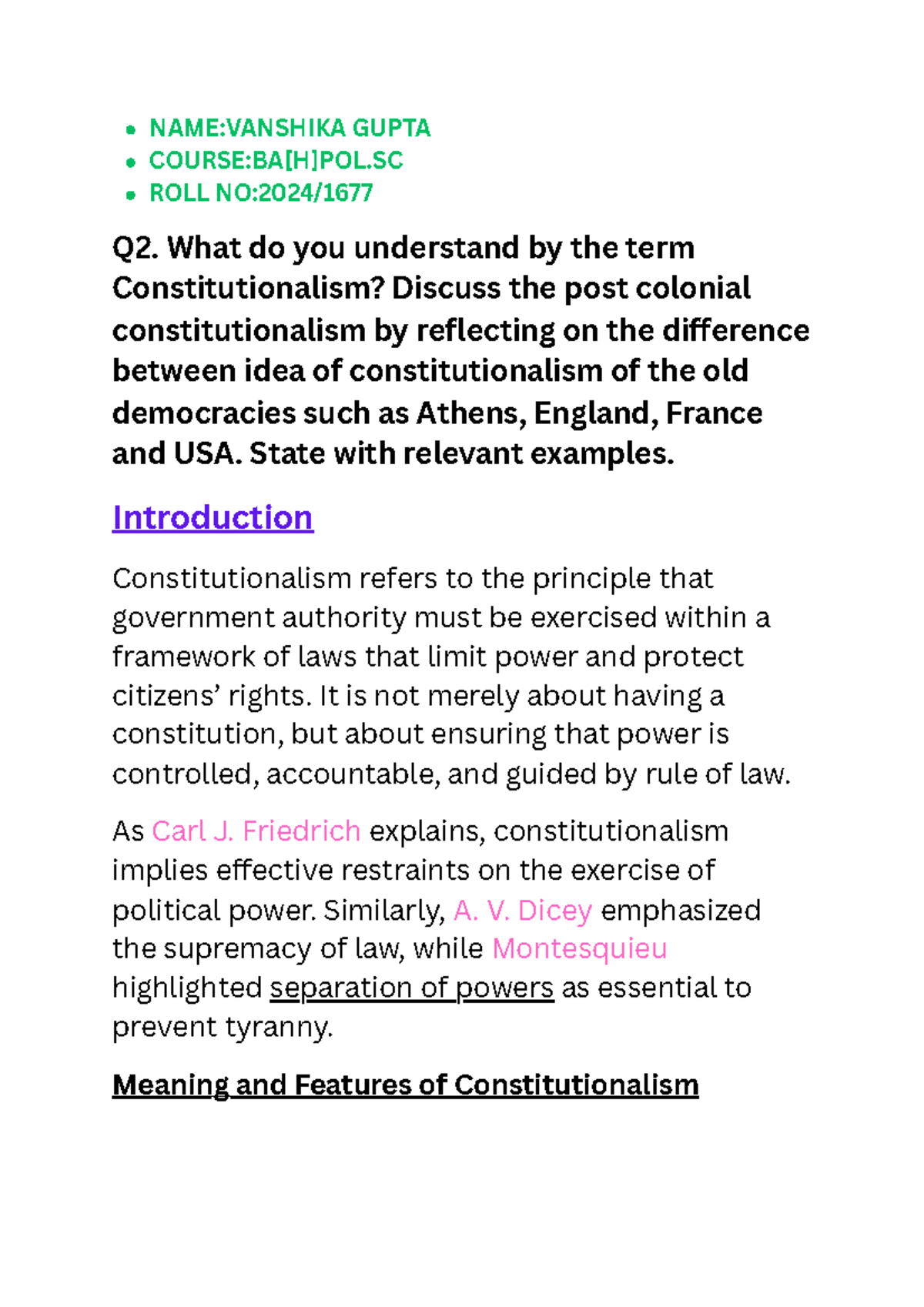 Constitutionalism: A Comparative Study of Old and Postcolonial Models ...