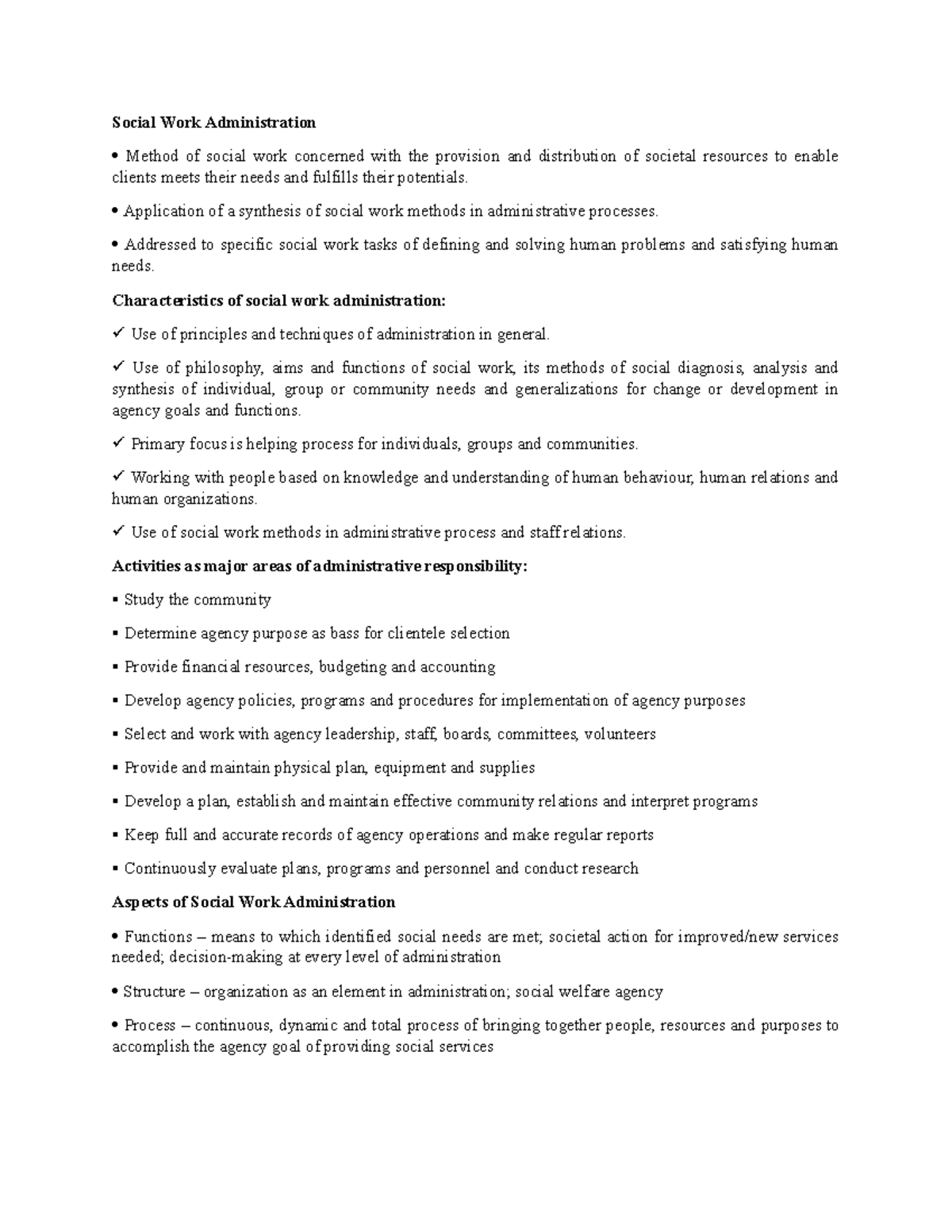 SWPPDM 2nd Sem: Social Work Administration & Planning Insights - Studocu