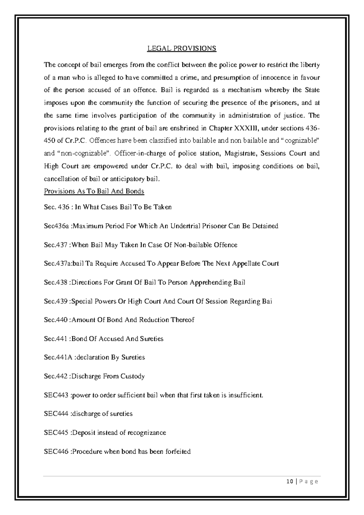 Bail - bail types and provisions crpc - LEGAL PROVISIONS The concept of ...