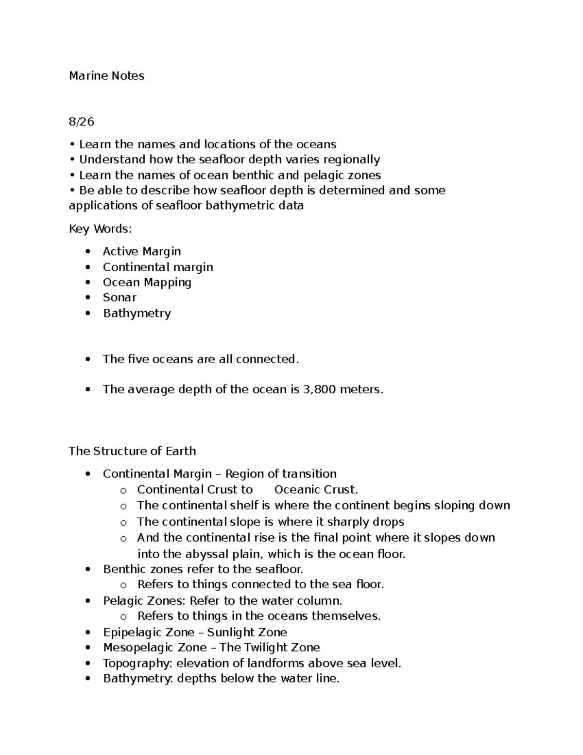 Physical Oceanography Lecture Notes: Key Concepts & Terminology - Studocu