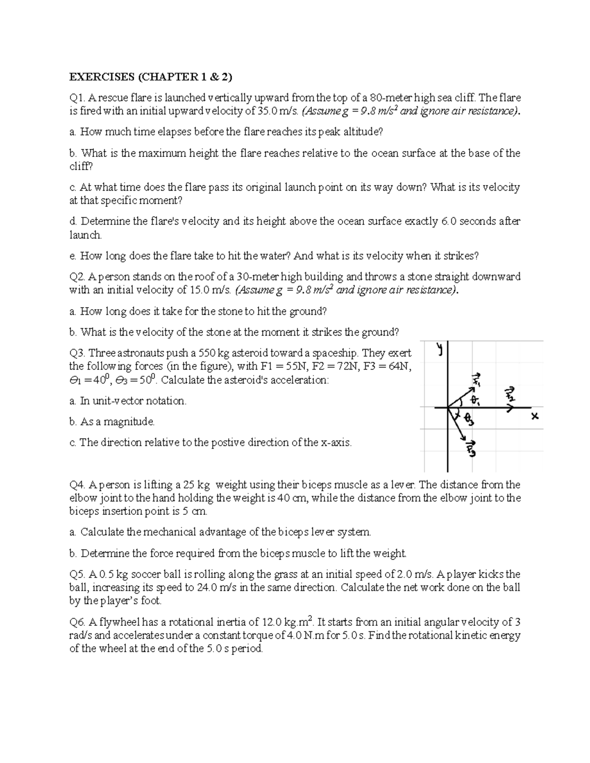 Exercises (CHAPTER 1-2) Physics Problems and Solutions - Studocu
