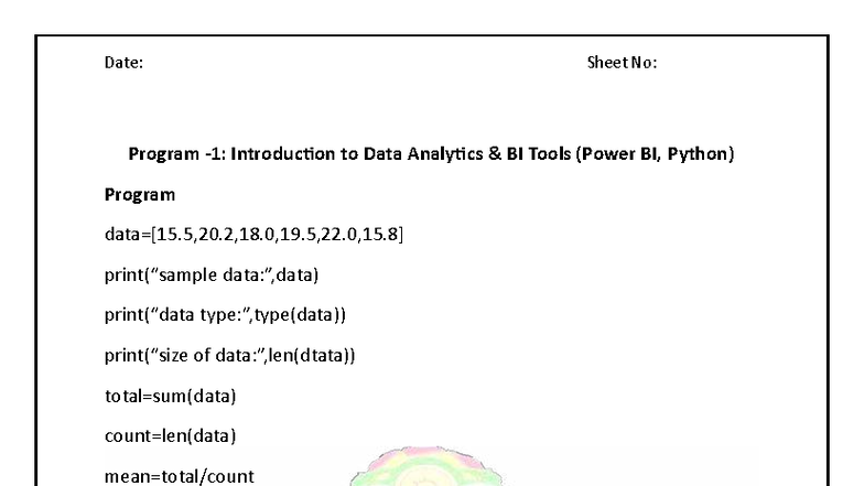 Data Analytics & BI Tools (Power BI, Python) Overview - Studocu