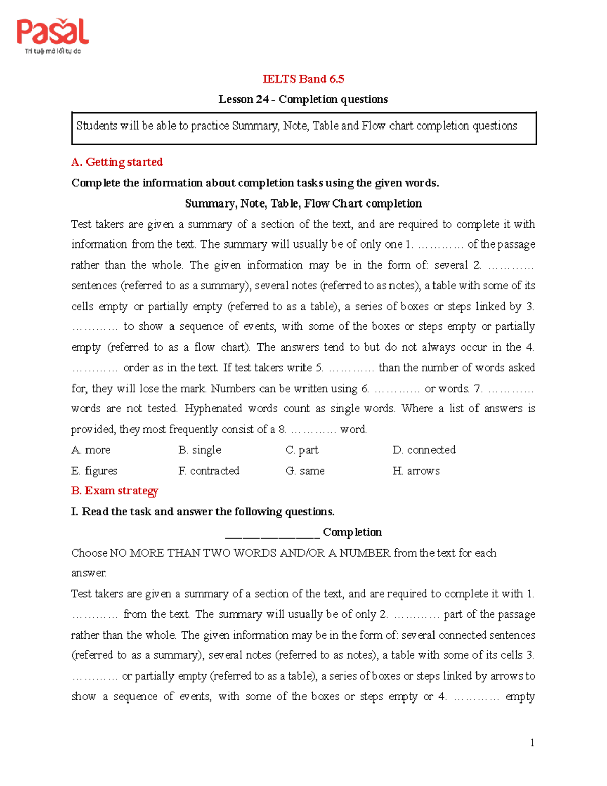 CB-Lesson-24: IELTS Band 6.5 Completion Questions Practice Guide - Studocu
