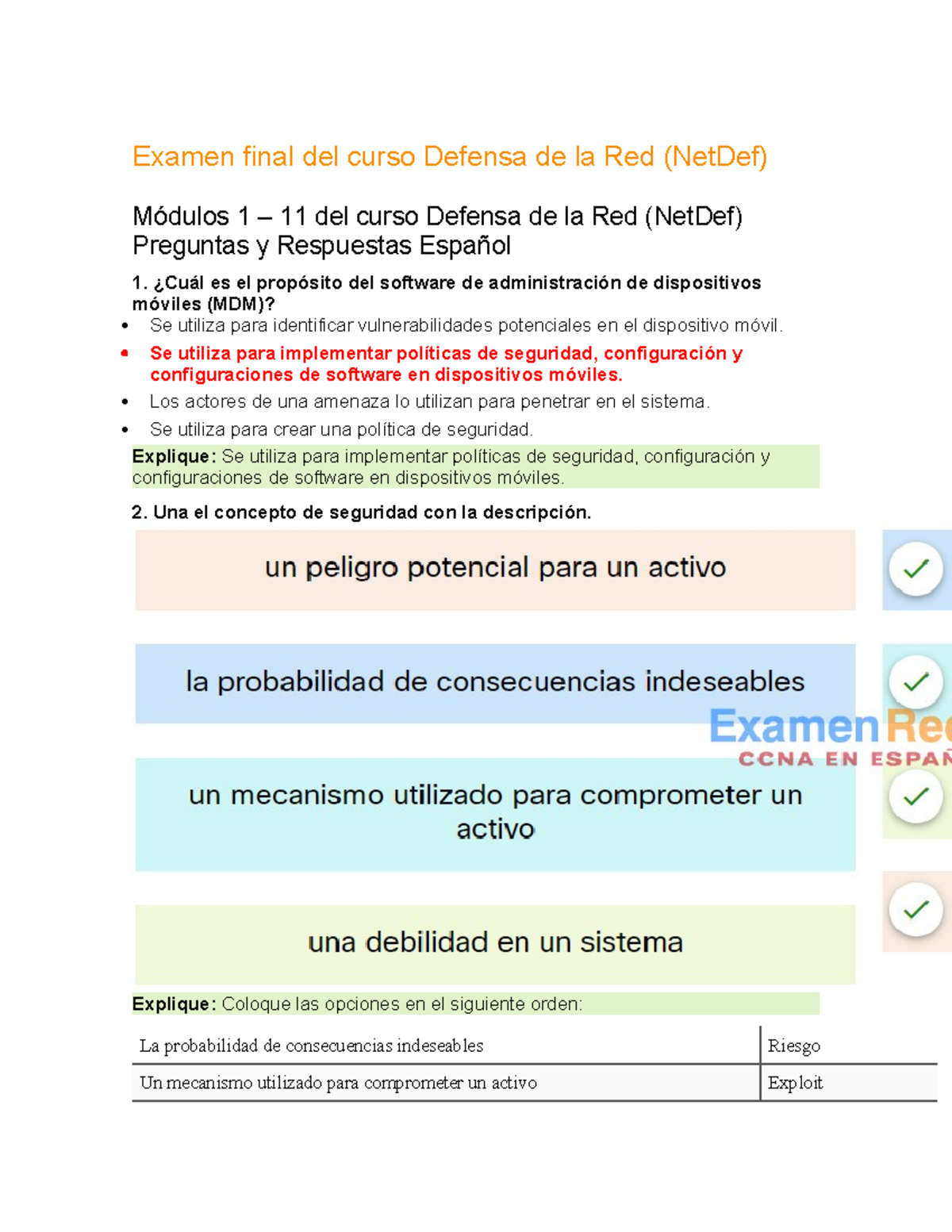 Examen Final del Curso NetDef: Preguntas y Respuestas Completo - Studocu