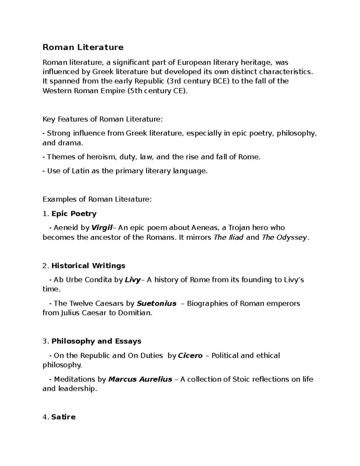 Europe-Rome - essay - Roman Literature Roman literature, a significant ...