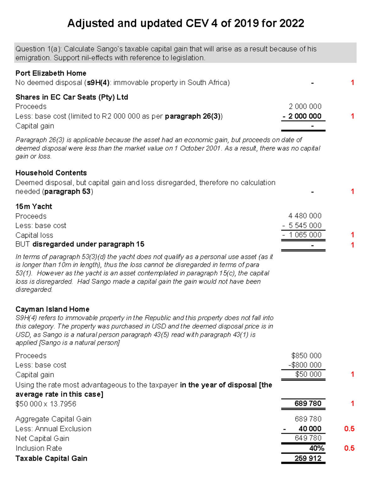 Updated CEV 4 Solution for 2022: Capital Gains Tax Calculations - Studocu
