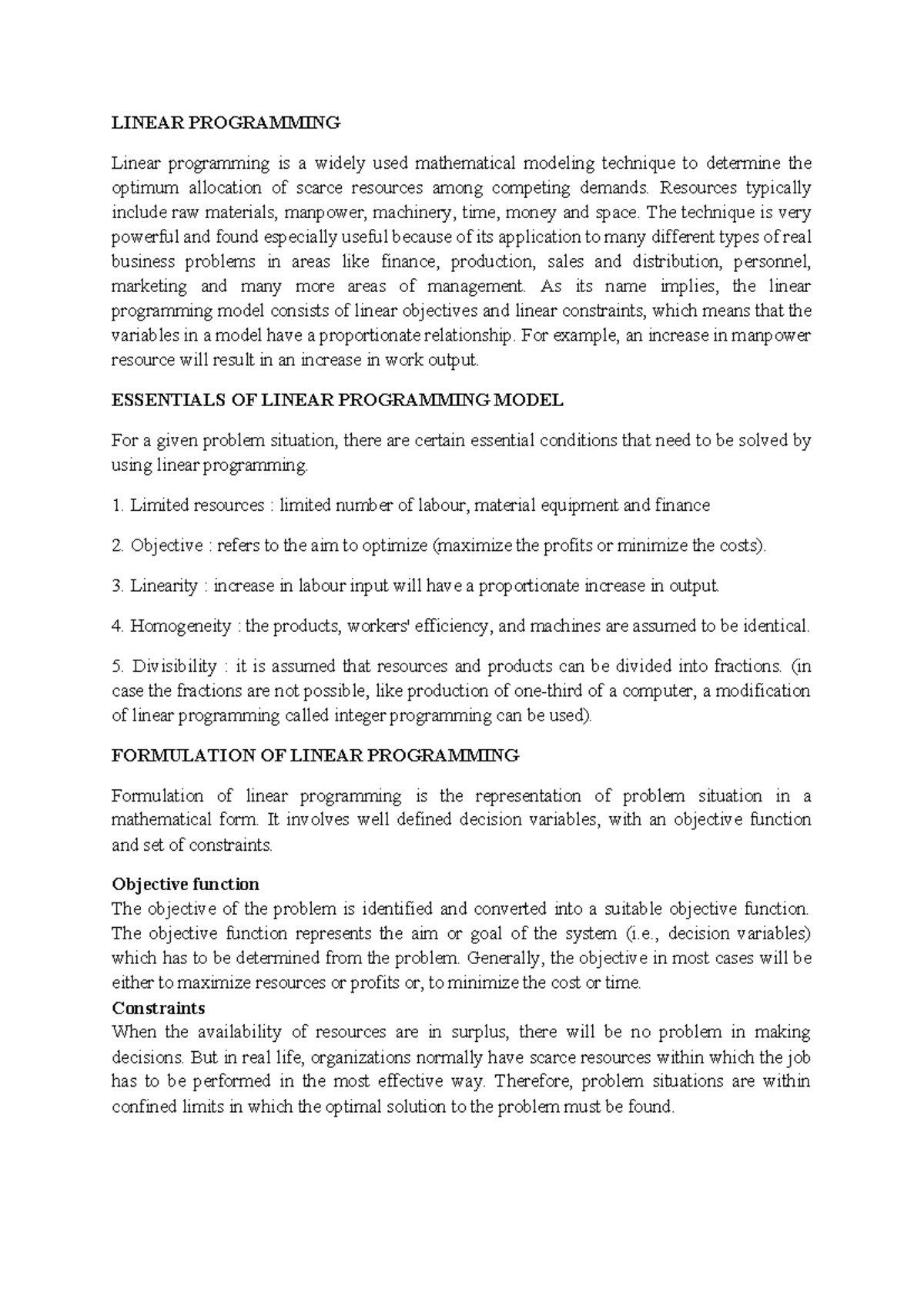 Linear Programming Basics: A Comprehensive Guide to LP Models - Studocu