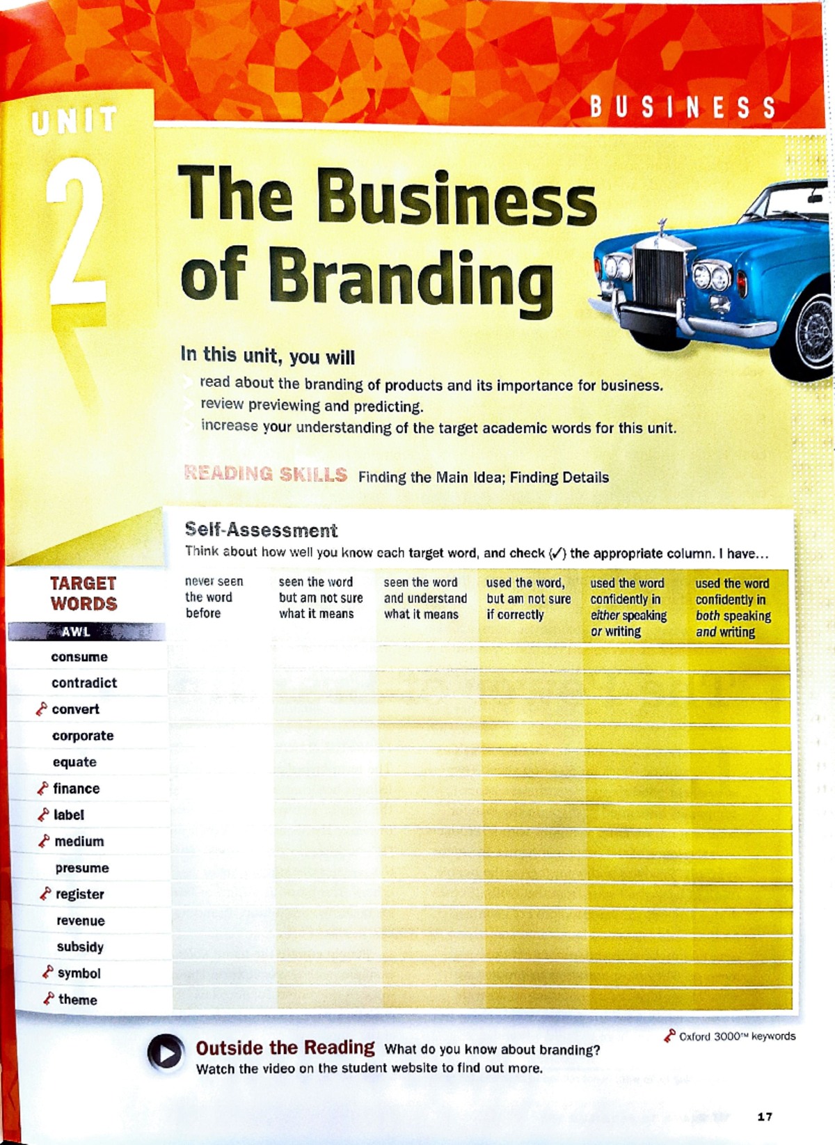 Reading Unit 2 - English 141 - BUSINESS UNIT The Business of Branding ...