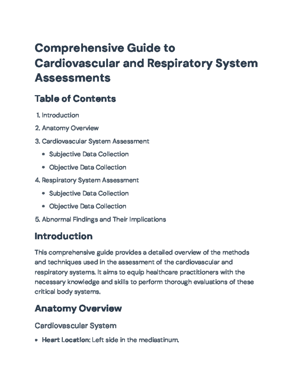 Comprehensive Guide: Cardiovascular & Respiratory Assessments ...