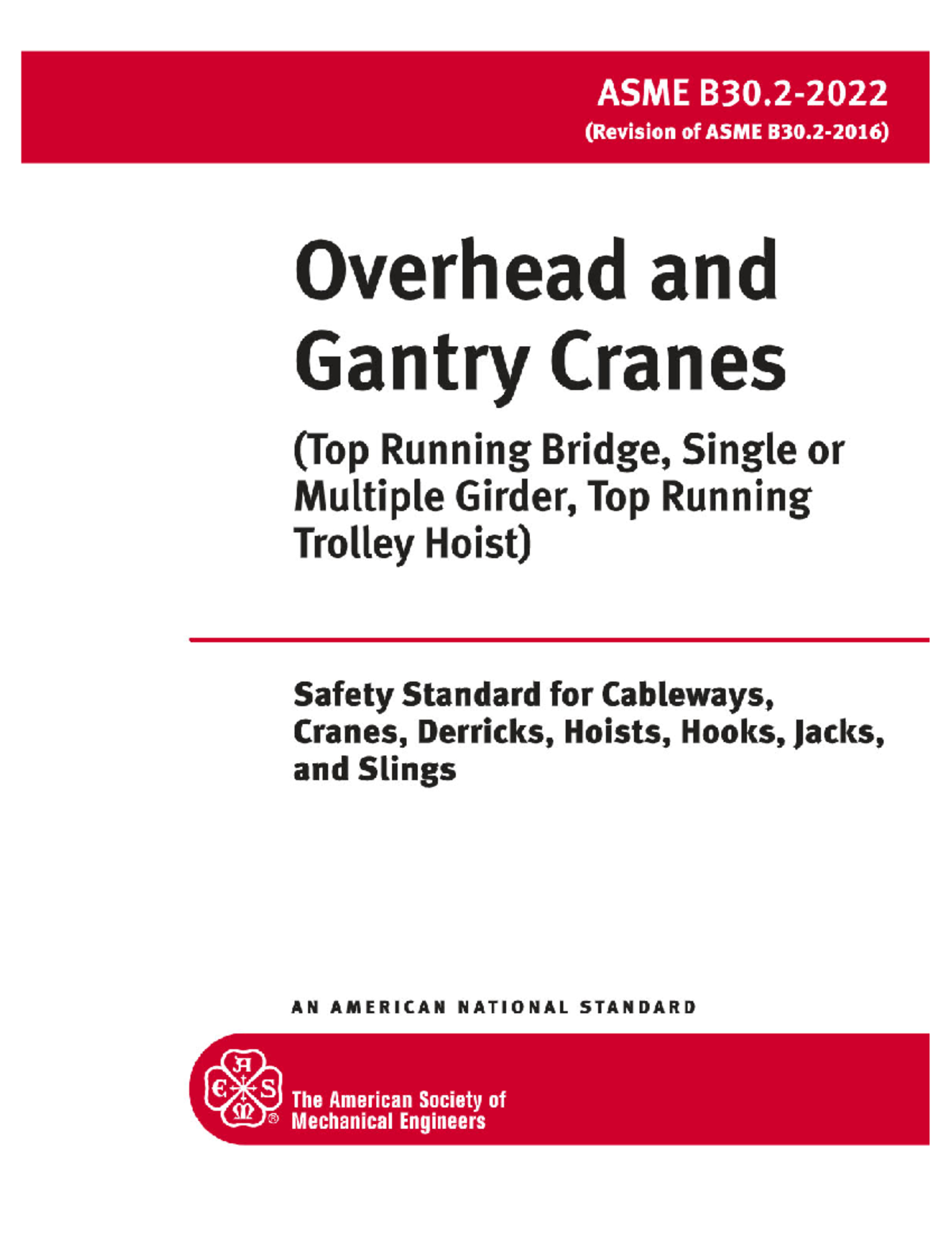 ASME B30.2 - Guidelines & Standards Overview (2022 Edition) - Studocu