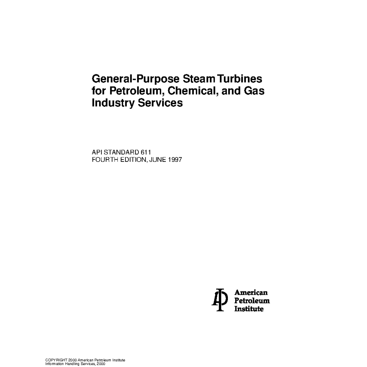 API 611 General-Purpose Steam Turbines for Oil & Gas Industries - Studocu