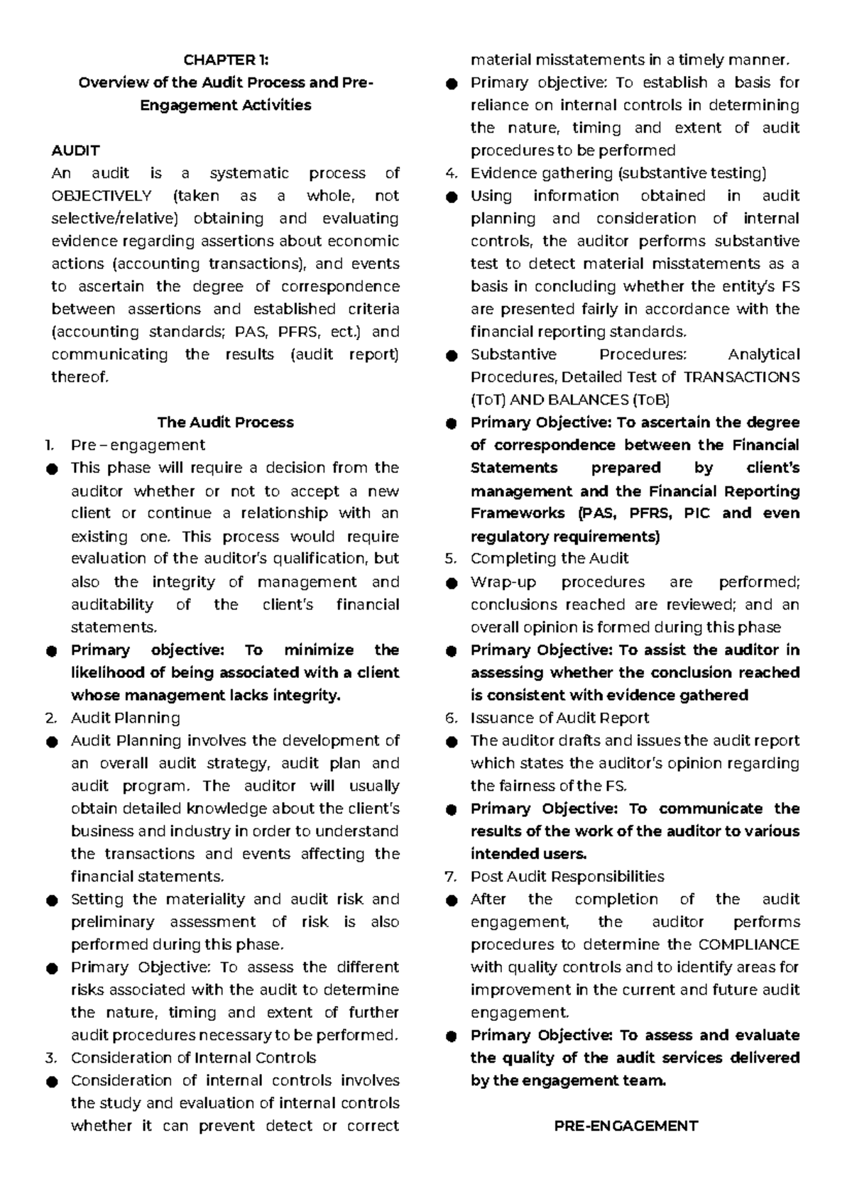 A&A C&A1 (Chapter 1 & 3: Overview of the Audit Process and Internal Controls) - Studocu