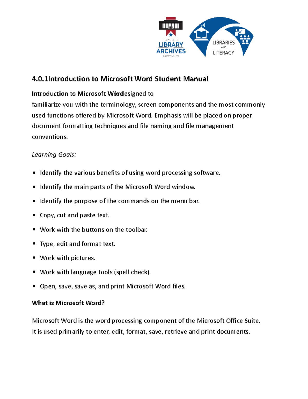 Ms Word Screen Parts And Functions