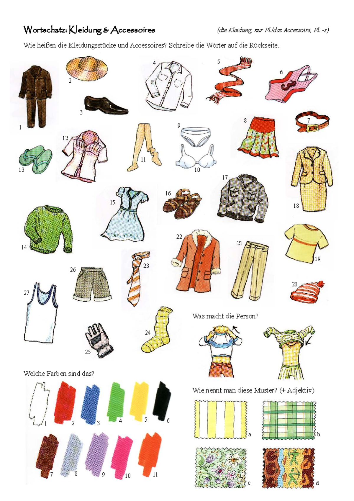 Kleidung und Accessoires: Wortschatz für Deutsch lernen - Studocu