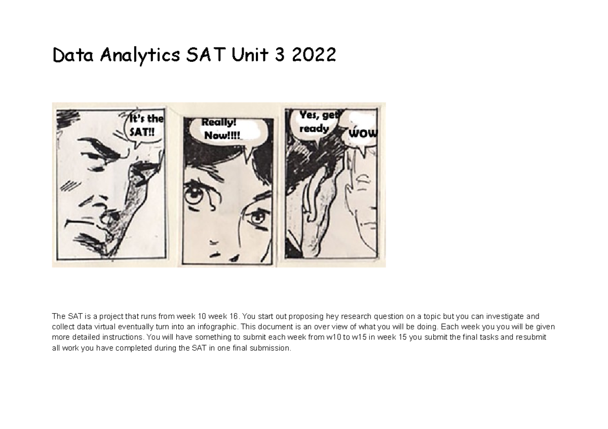 VCE Data Analytics SAT Unit 3: Overview and Criteria Guide - Studocu