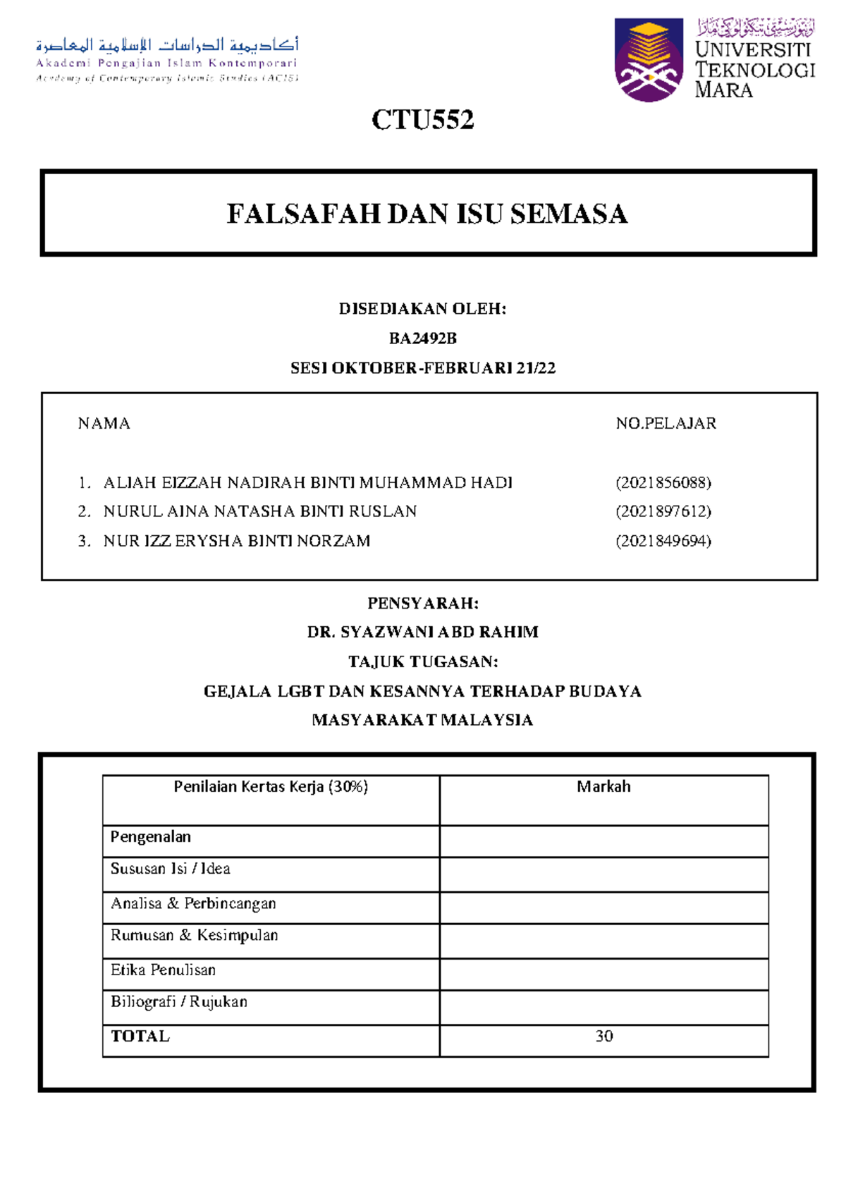 Kesannya Gejala LGBT Terhadap Budaya Masyarakat Malaysia - BA2492B ...