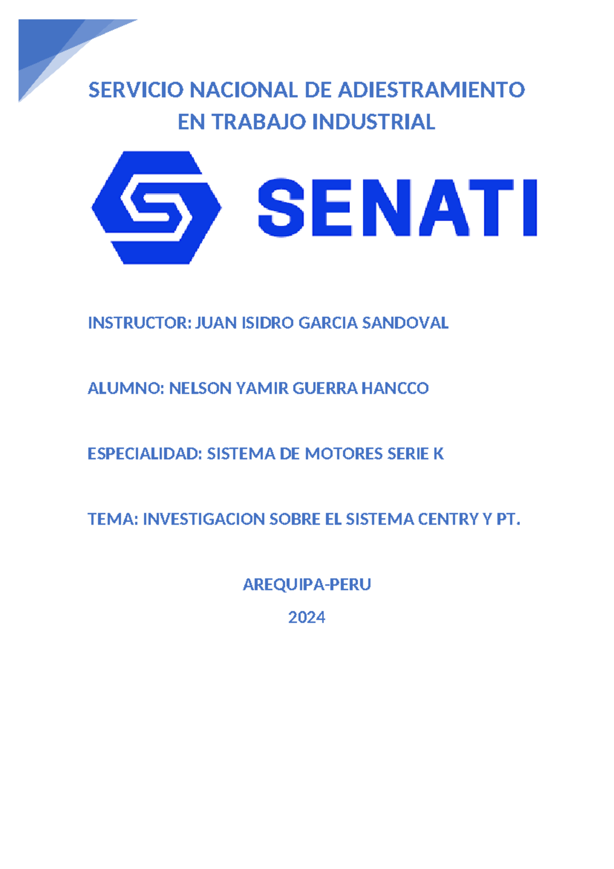 Análisis del Sistema CENTRY y PT en Motores Diésel - 2024 - Studocu