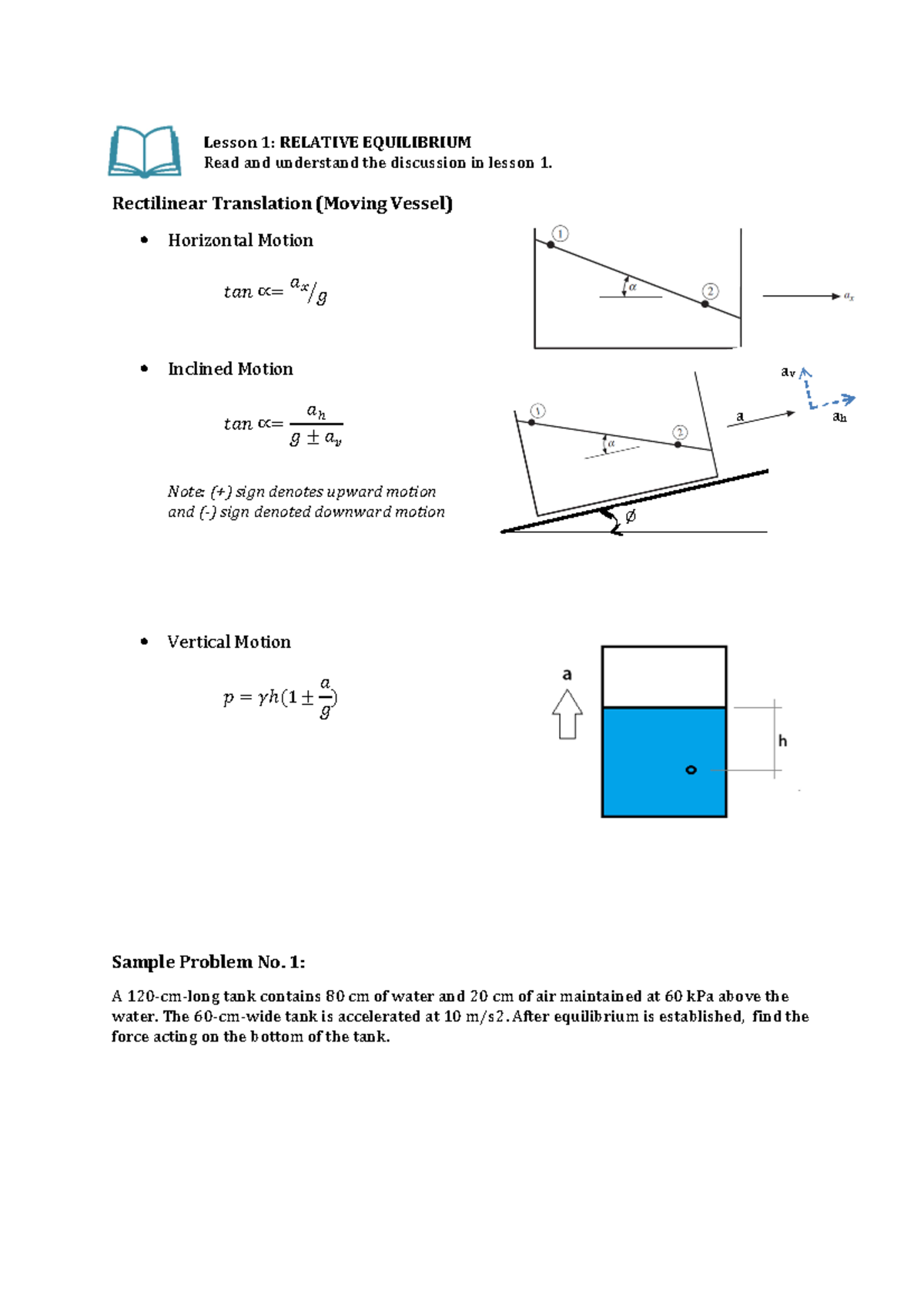 Lesson 1: Horizontal Motion in Rectilinear Translation Mechanics - Studocu