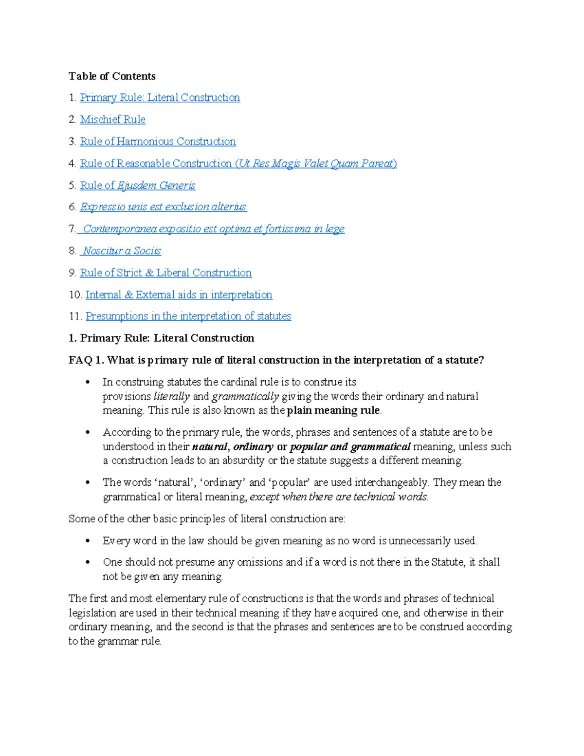 IOS - Rules of Statutory Interpretation: Key Principles and Aids - Studocu