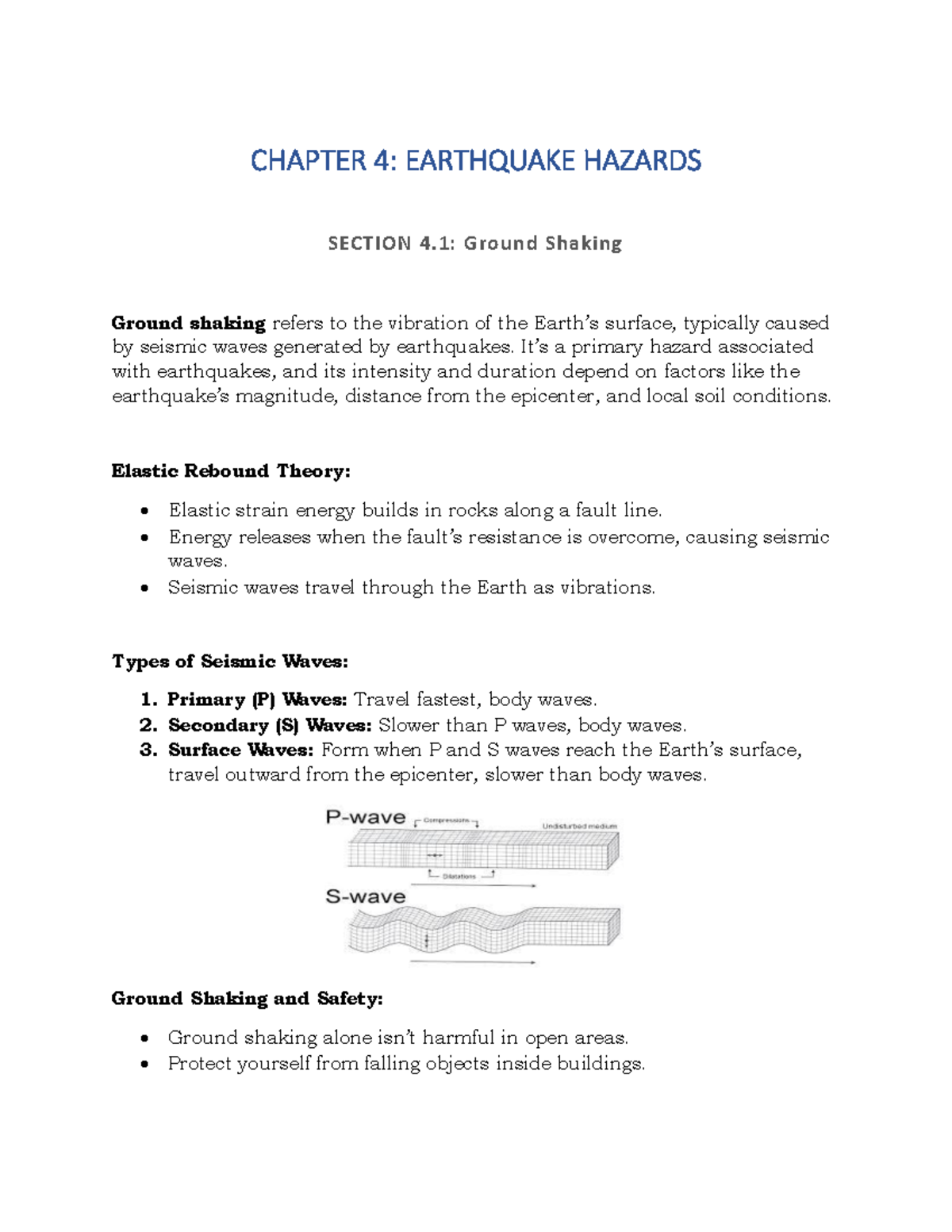 CHAPTER 4: EARTHQUAKE HAZARDS - Ground Shaking, Rupture, and Tsunamis ...
