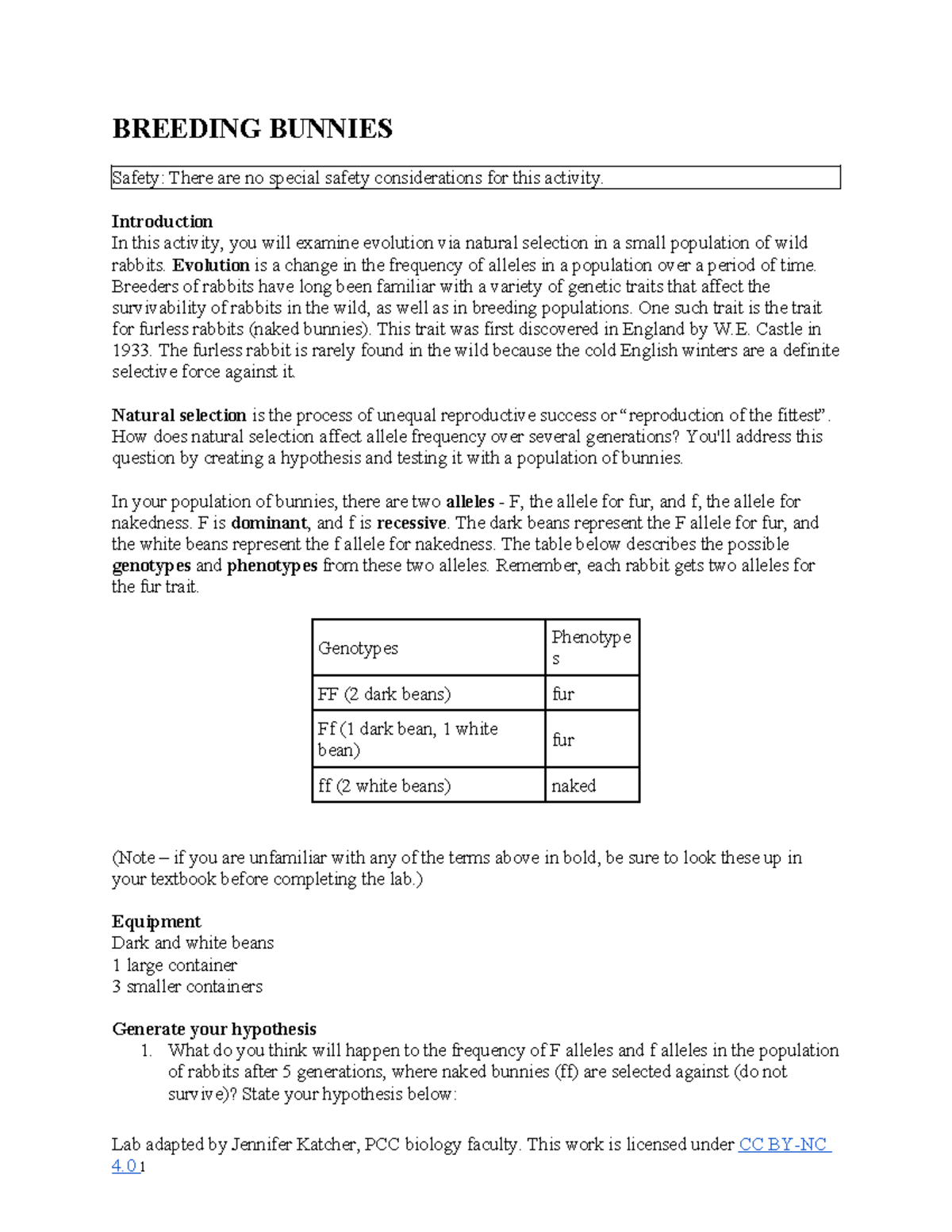 BIO 101 Final Lab Report: Breeding Bunnies & Natural Selection - Studocu
