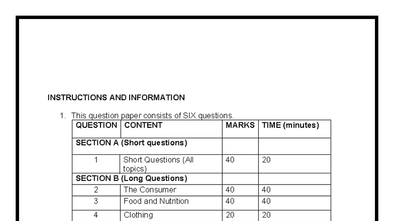 CNST 2025 Preparatory Question Paper: Consumer Studies Exam - Studocu