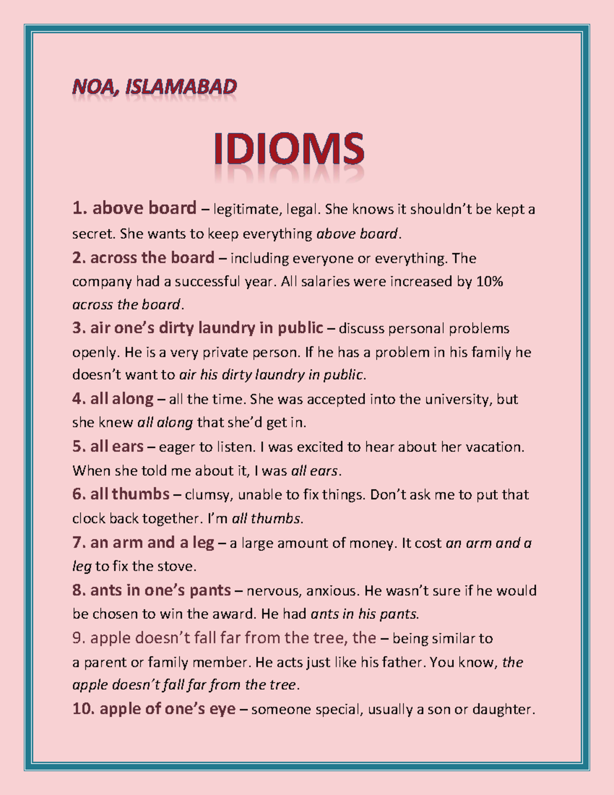 Idioms NOA - English: Enhance Your Knowledge of Common Expressions ...