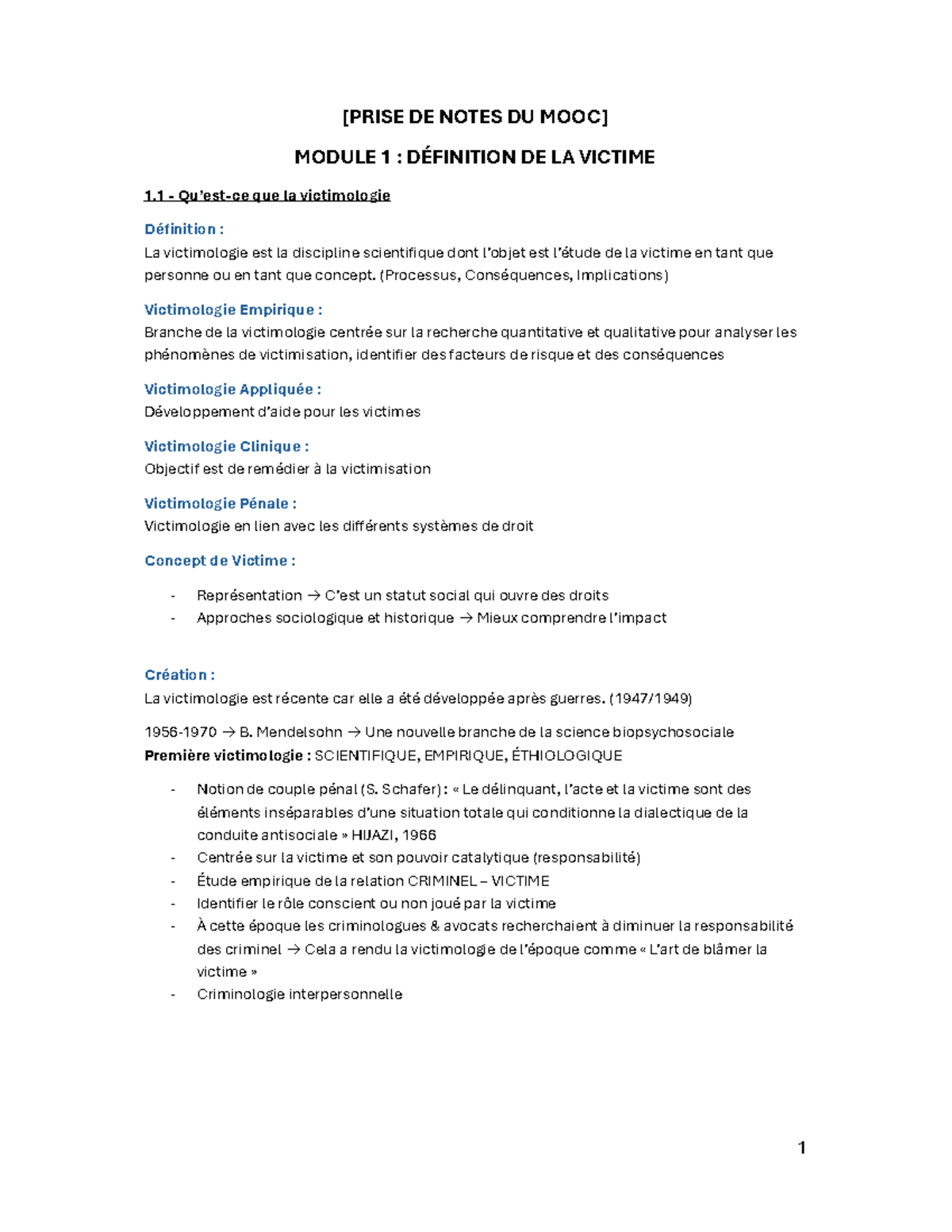Victimologie MOOC : Module 1 - Définition et Concepts de la Victime ...