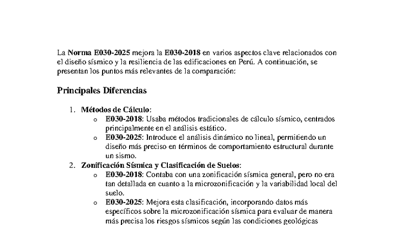 comparativa norma e030 antigua con la actual - La Norma E030- 2025 mejora la E030- 2018 en ...