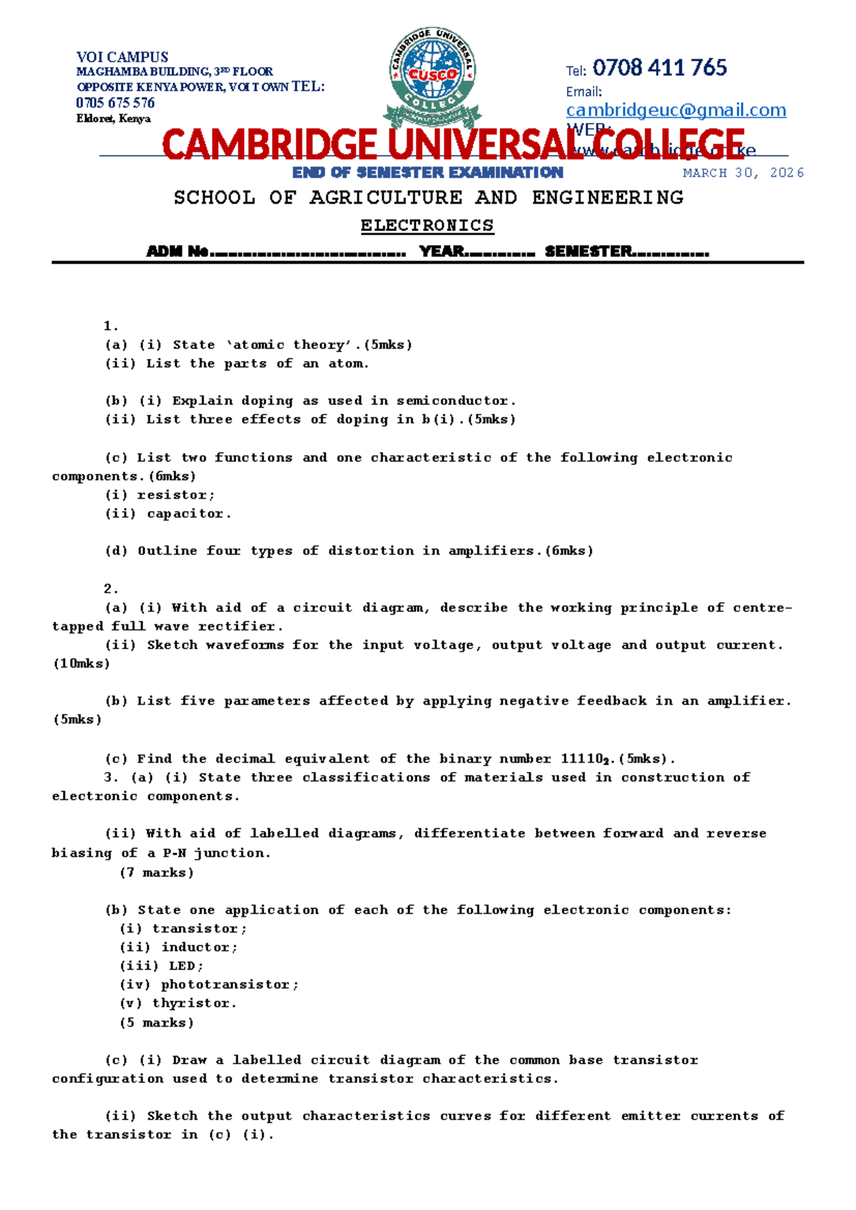 ELEC 0708 End of Semester Exam Notes - March 2026 - Studocu