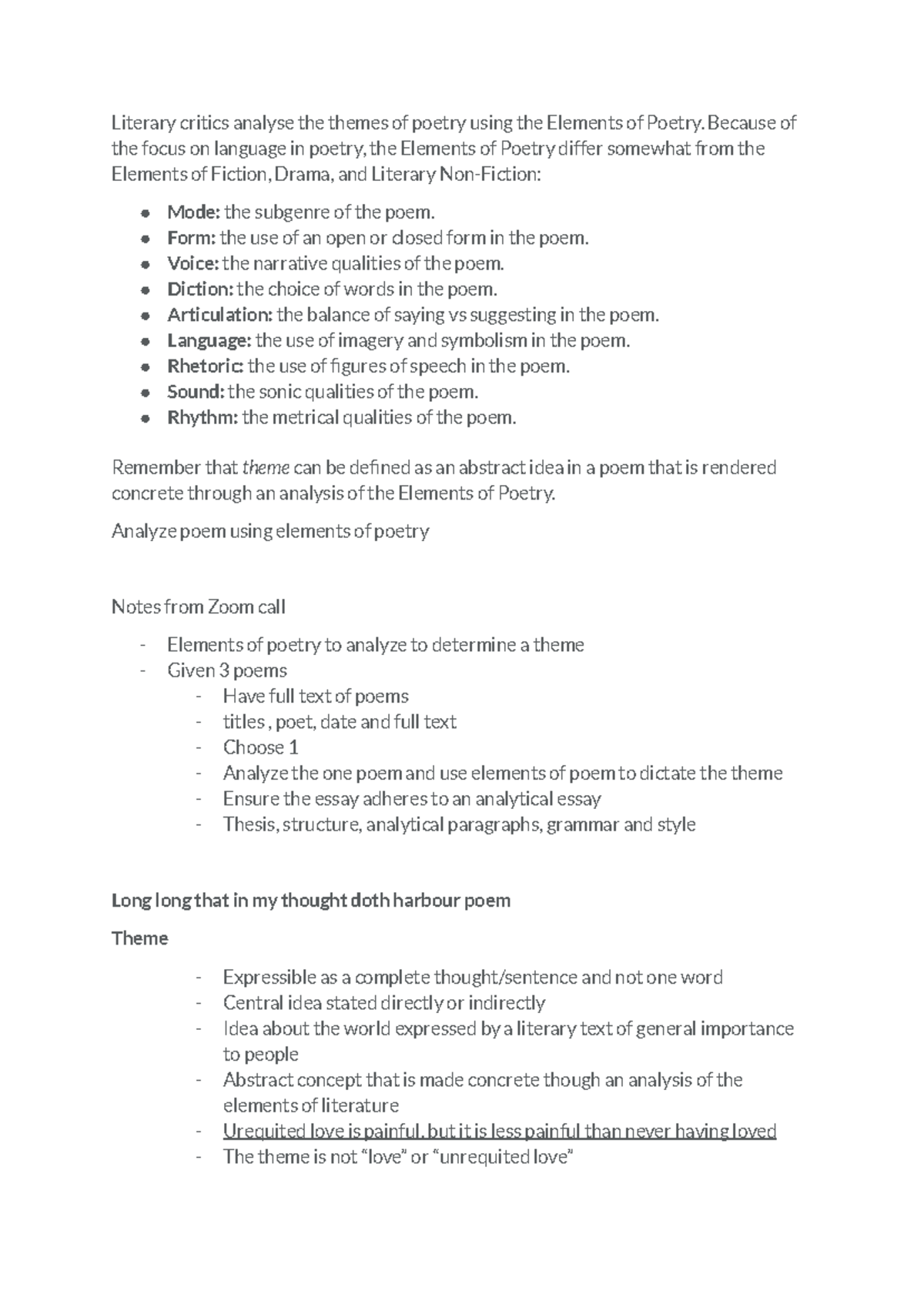 Engl 100 Final: Analyzing Themes in Poetry Through Elements - Studocu