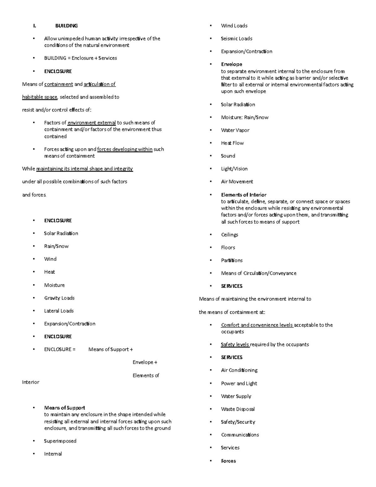 Building Technology 1: Comprehensive Review of Structural Enclosures ...