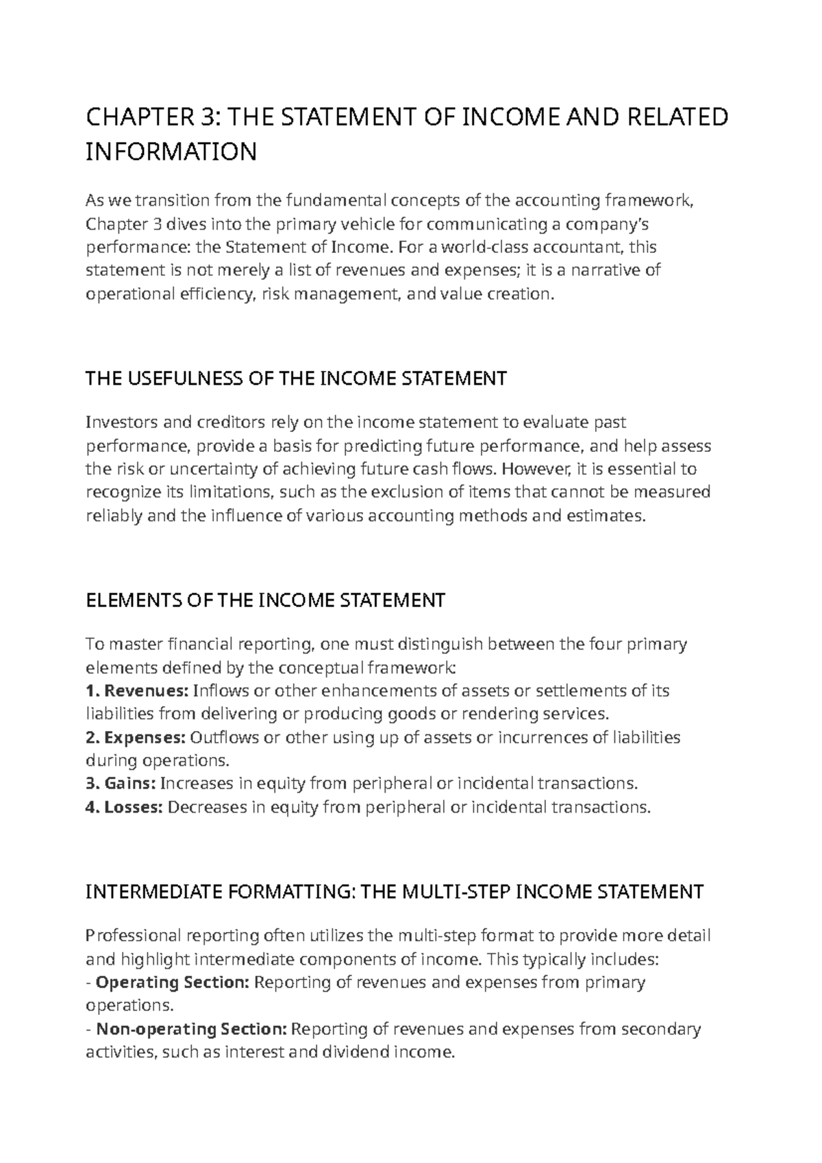 Intermediate Financial Reporting: Chapter 3 - Statement of Income - Studocu