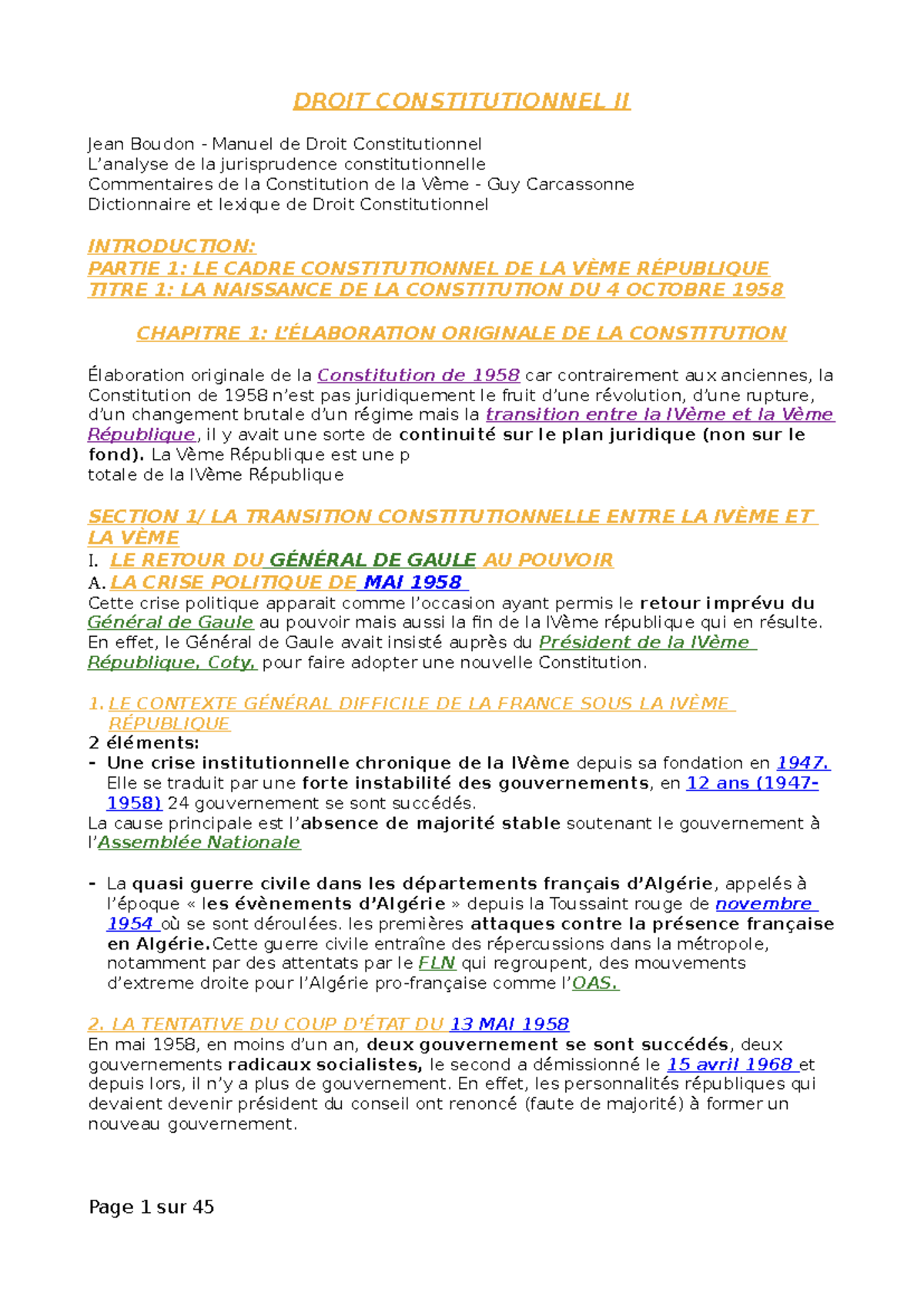 Cm droit constit - Cours - DROIT CONSTITUTIONNEL II Jean Boudon ...