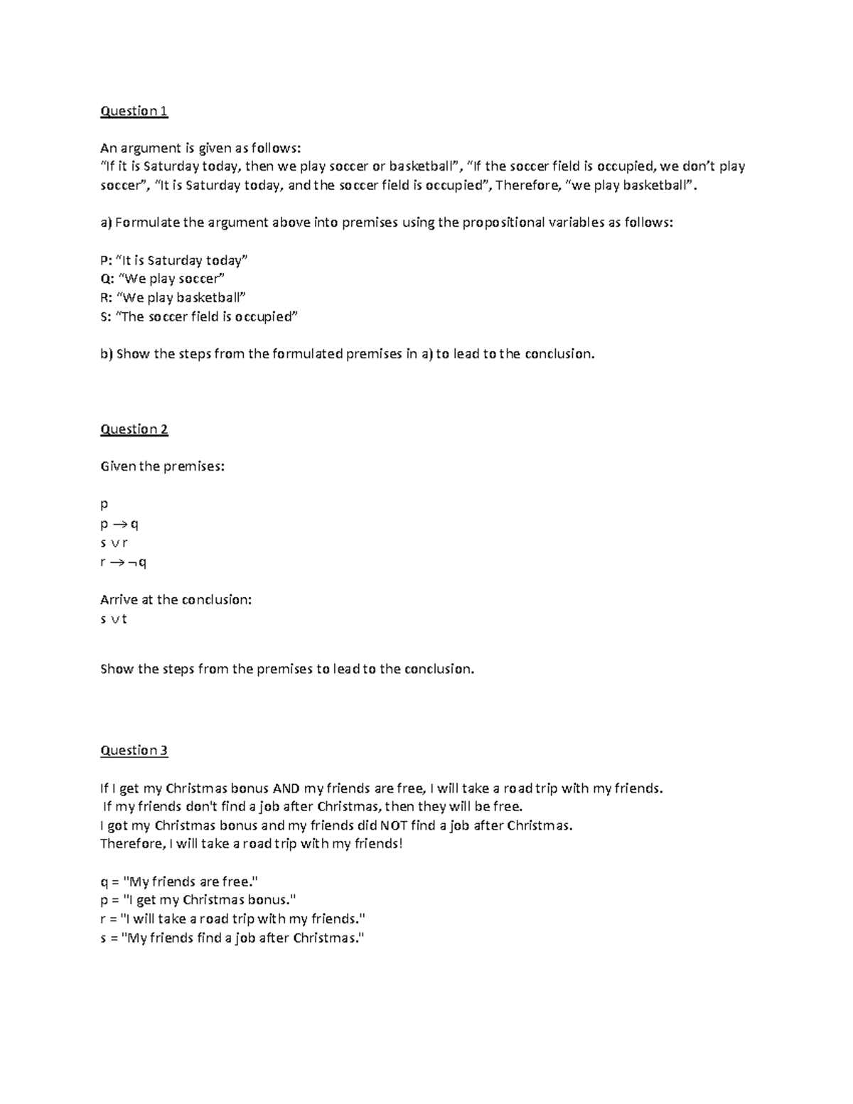 CSC510 Exercise - Method of Proof: Argument Formulation & Validity ...