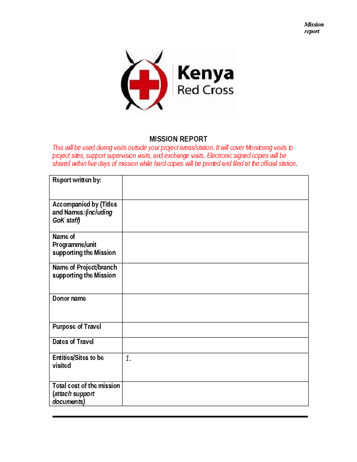 Mission Report Template 2023: Guidelines for Project Visits - Studocu