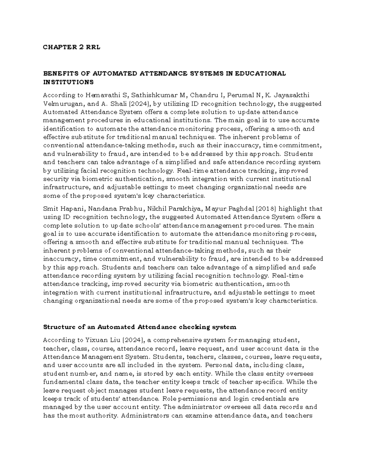 Chapter 2: RRL - Benefits of Automated Attendance Systems in Ed ...