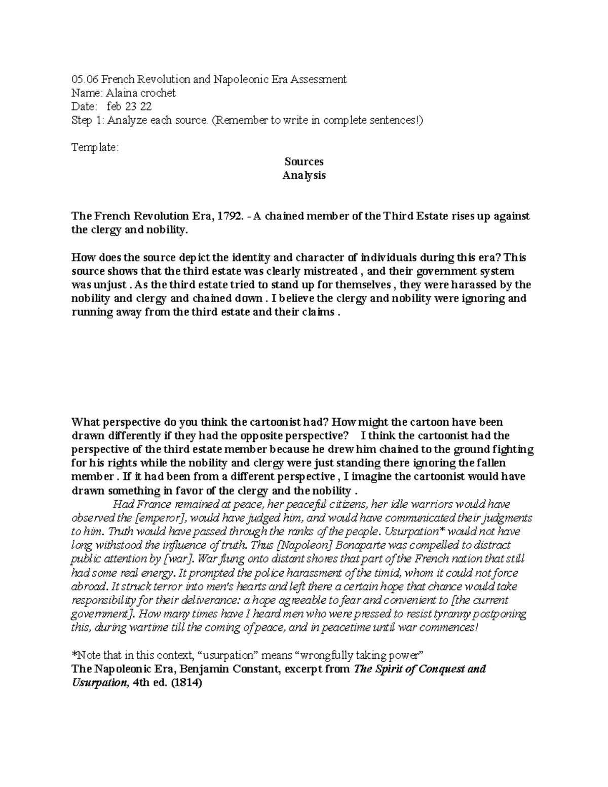 French Revolution & Napoleonic Era Analysis - HST 205 Assessment - Studocu