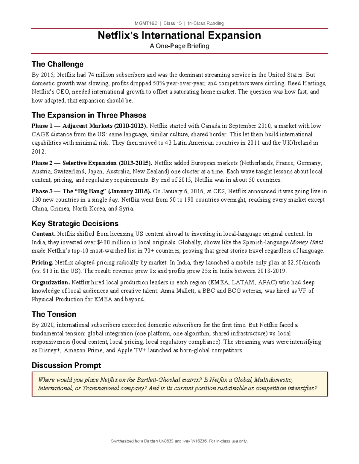 MGMT162 Class 15 Reading: Netflix's International Expansion Strategy ...