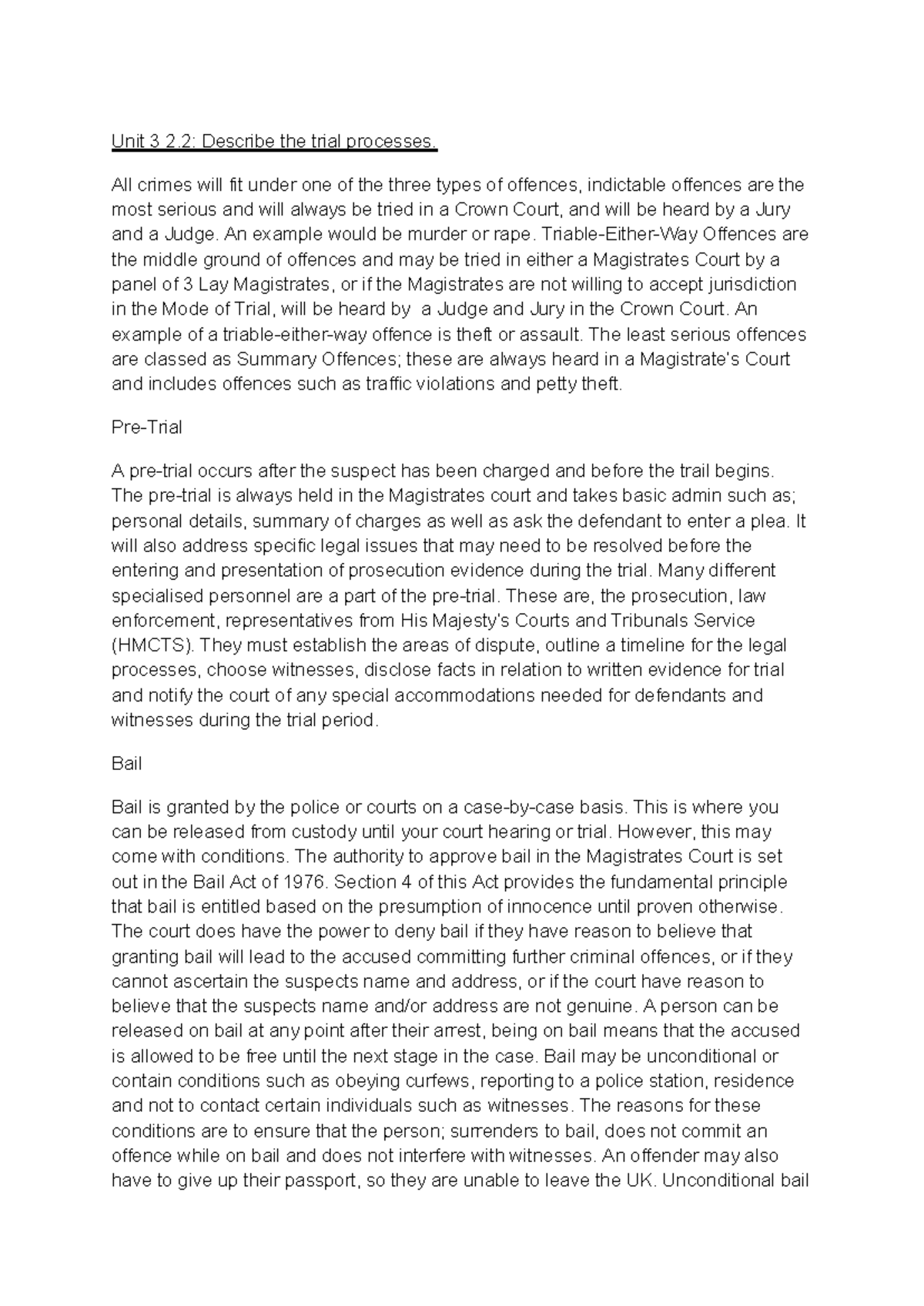 Unit 3 2.2: Overview of Trial Processes and Offence Types - Studocu