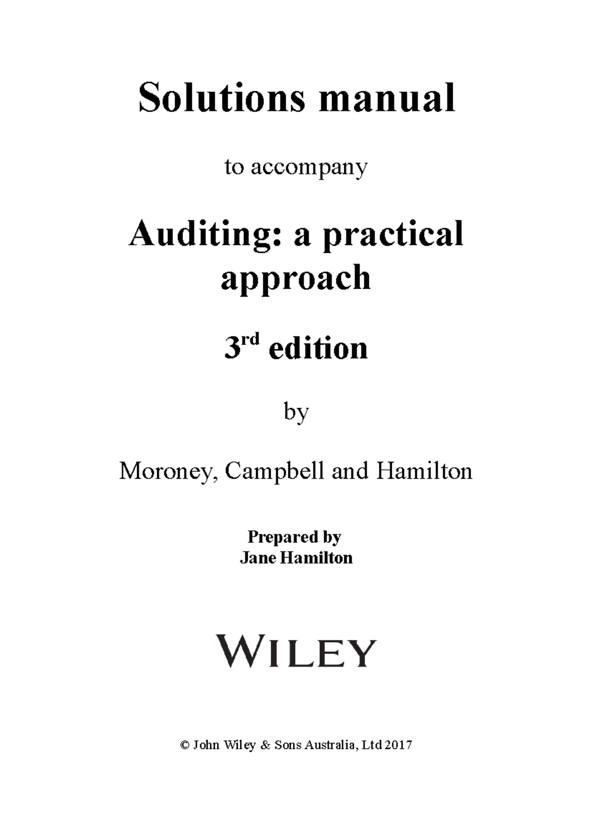 Auditing 3e: Solutions Manual Ch12 - Completion & Reporting Process ...