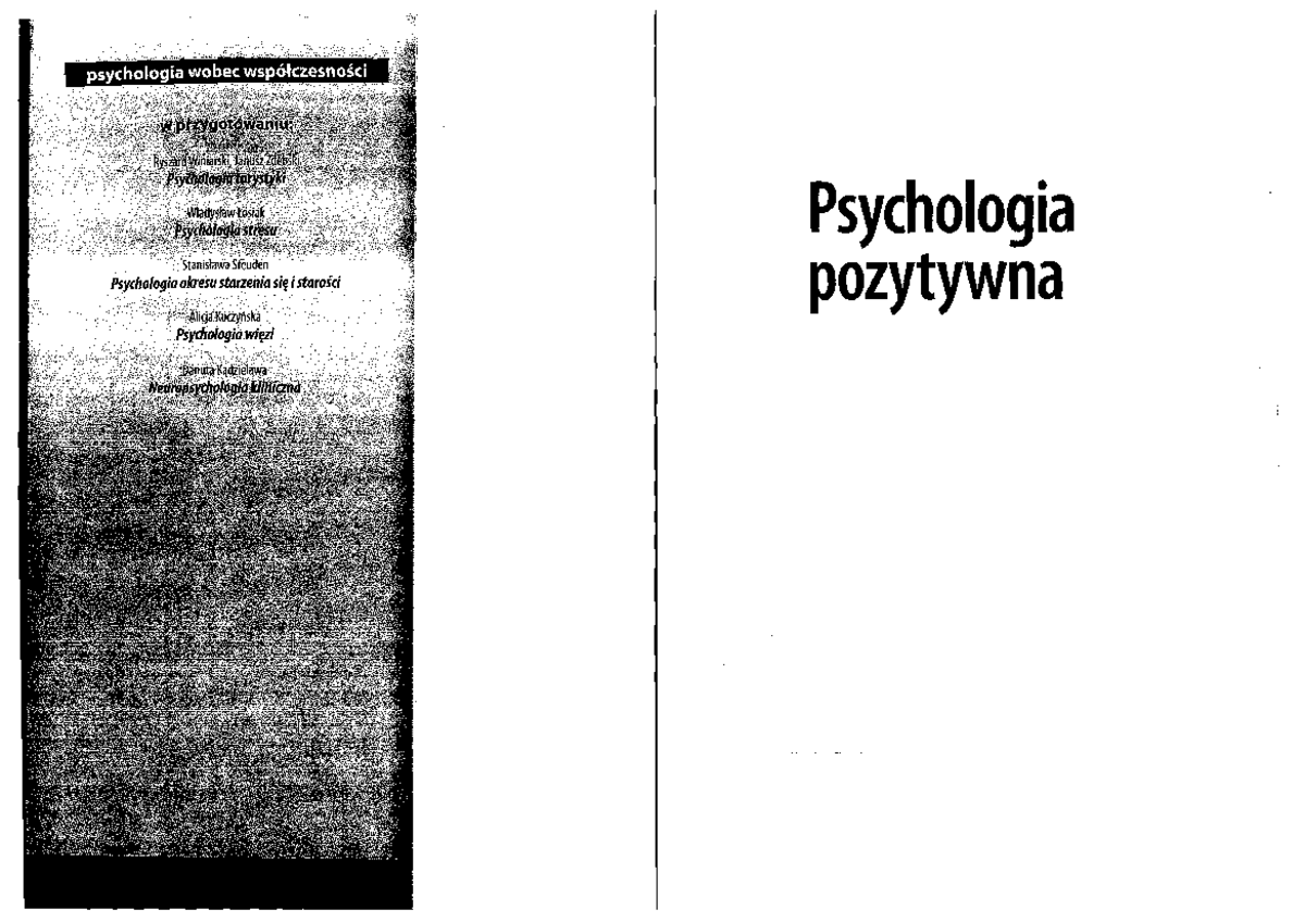 Psychologia Pozytywna - Trzebińska Study Notes and Insights - Studocu