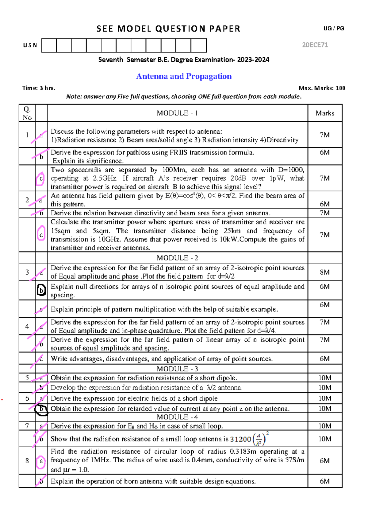 Antenna and Propagation SEE Model Q&A - U.S.N 20 ECE 71 - Studocu